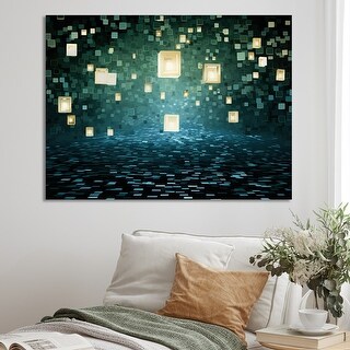 Designart "Matrix Galaxy Abstract Deep Blue And Turquoise I" Abstract ...