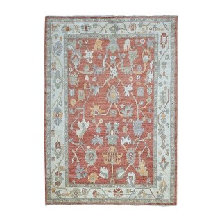 Shahbanu Rugs Burnt Orange Afghan Ushak Blend of Bold Colors Soft ...