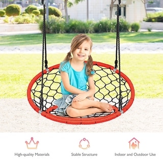 Costway Spider Web Chair Swing w/ Adjustable Hanging Ropes Kids Play ...