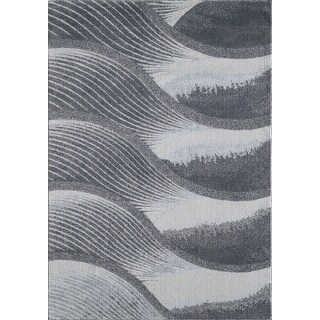 3' x 5' Gray Blue Abstract Waves Modern Area Rug - 3'6" - Bed Bath ...
