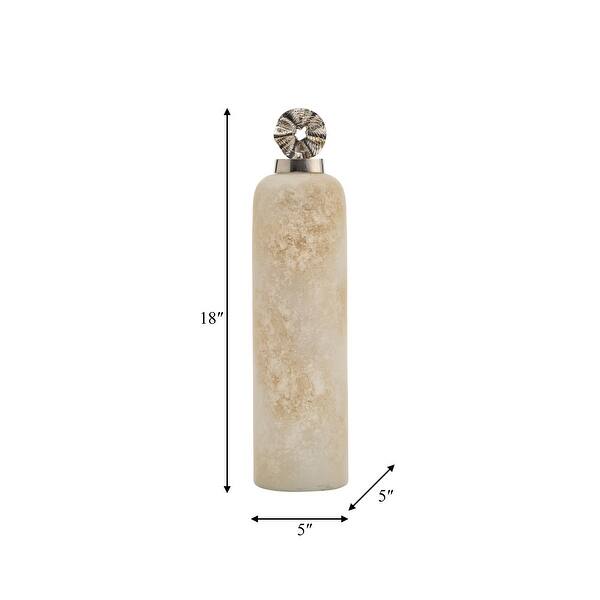 Glass, 18" Vase With Pinwheel Top, Ivory/Beige, Cylinder, 18"H, Solid ...