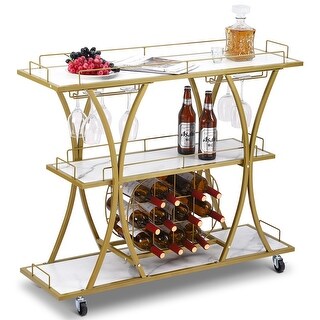 3 Tier Kitchen Cart with Wine Bottle Racks - Bed Bath & Beyond - 40291601