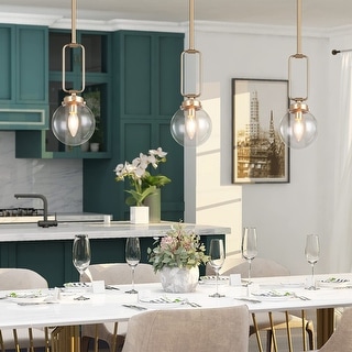 Modern 1-light Mini Gold Pendant Light with Clear Globe Glass - D5" x ...