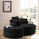 Linen fabric large round chair (with storage) with cushions - Bed Bath ...