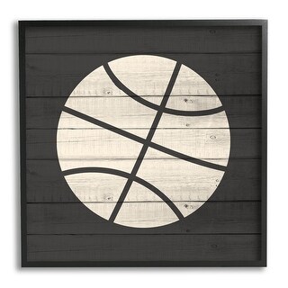 Stupell Basketball Shape Rustic Sports Country Pattern Framed Wall Art ...