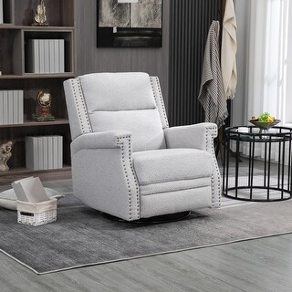 Gray Multipurpose Boucle 360° Swivel Glider Rocker Manual Recliner ...