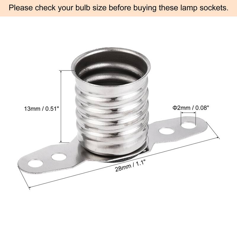 E10 Lamp Socket, DC 30V 2Pin Bulb Holder Screw Base w Mounting Plate ...