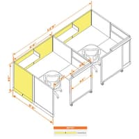 Cubicles with Sliding Doors 53H 2pack Cluster - Bed Bath & Beyond ...