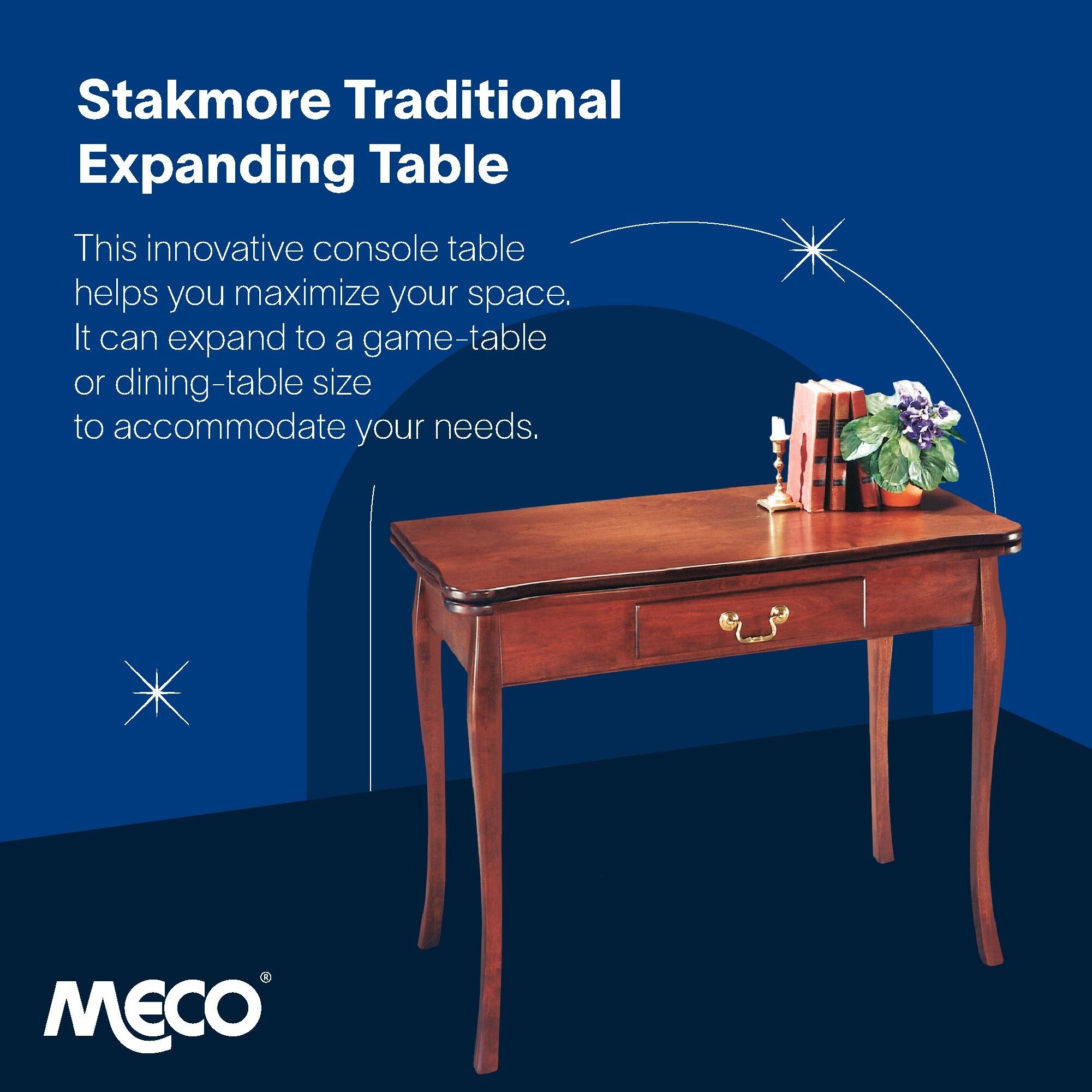 Stakmore Expanding Convertible Console to Dining Room Table w 2 Leaves Cherry 94