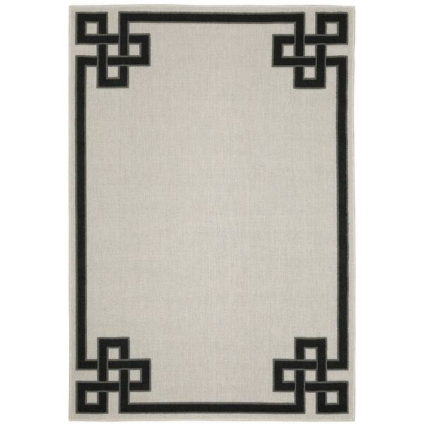 Sacramento Beige Black Border Outdoor Casual Area Rug - Bed Bath ...