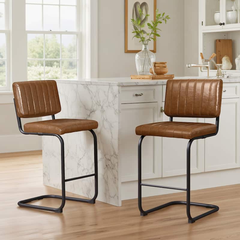 Art Leon Rustic Upholstered Counter Height Bar Stools (Set of 2 ...