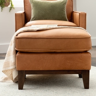 New Heights Chatfield Brown Genuine Leather Pillow Top Ottoman - Bed ...