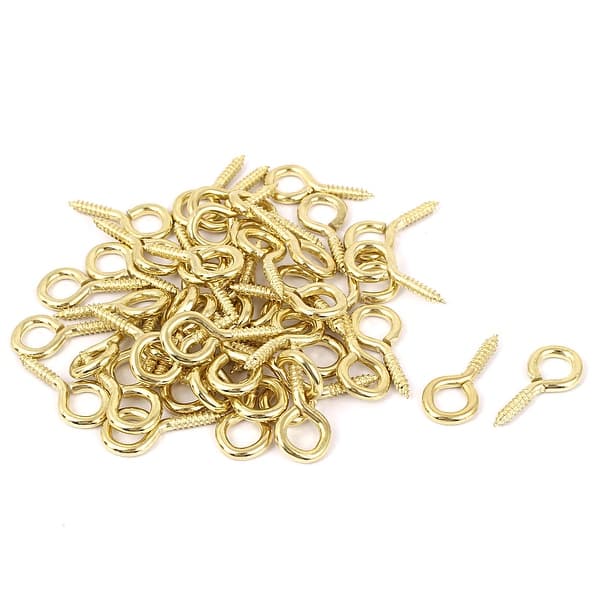 Jewelry Garden Vine Wire 3.5mm Thread Dia Eyelet Screw Eye Hook Gold ...