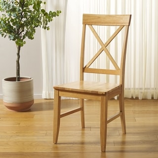 SAFAVIEH Ksenia X-Back Solid Wood Side Chair - 18"W x 22"D x 38"H - Bed ...