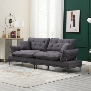 Fashion Tufted Back Loveseat Sofa, Sleeper Sofa Bed with Iron Legs ...
