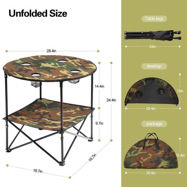 Camouflage Foldable Camping Table with 4 Cup Holders - Bed Bath ...