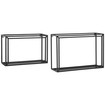 Tubular Metal Frame Display Wall Shelf, Set of 2, Black - Overstock ...