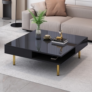 Modern Rectangle-shaped Center Table,Table with Golden Wood Grain Legs ...