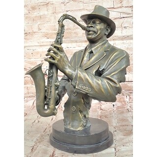 Jazz Saxophone Player Bronze Bust Sculpture On Marble Base - Bed Bath ...