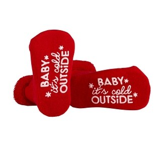 7" Red Baby Socks With Cute Design: "BABY IT'S COLD OUTSIDE" - Bed Bath ...