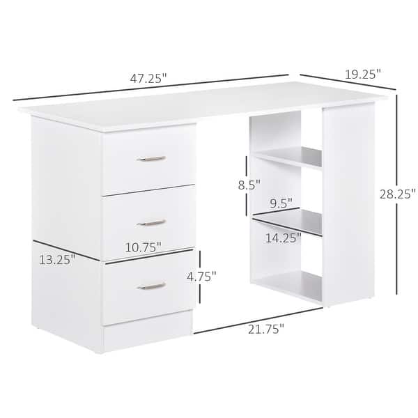 HOMCOM 47" Modern Home Office Computer Desk Bookcase Combo Writing ...