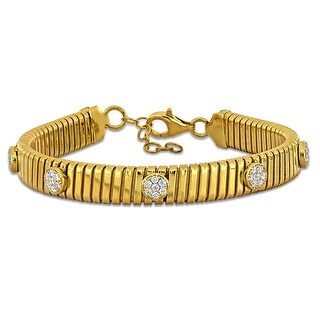 Miadora 1ct TGW Cubic Zirconia 8mm Flat Omega Style Bracelet in Yellow ...
