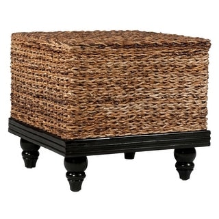 Handwoven Natural Abaca Accent Table With Storage by East at Main - End ...
