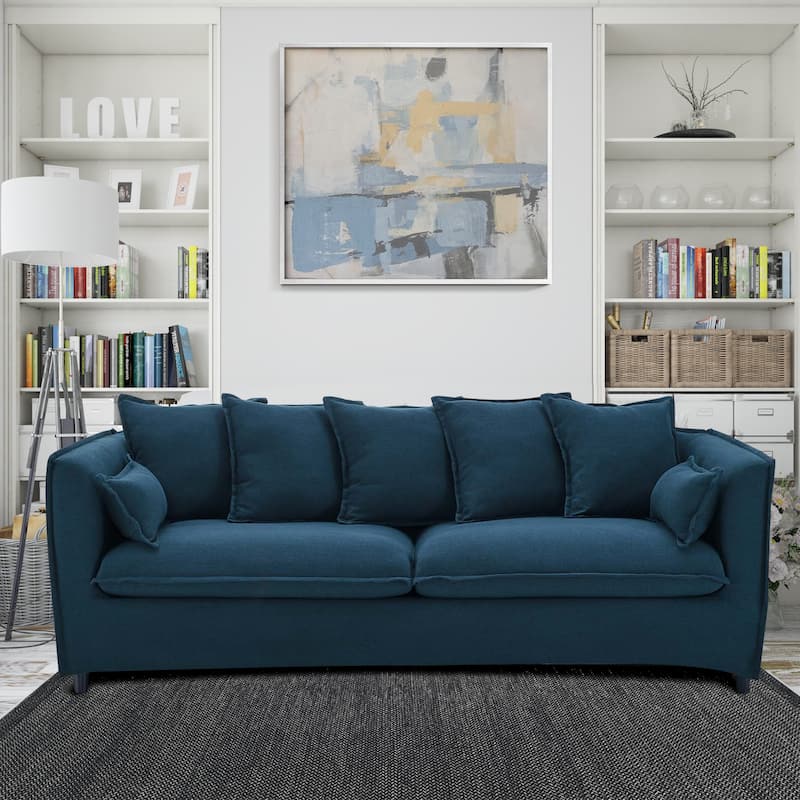 Summit Mid-century Modern Blue Fabric Upholstered Sofa - Overstock ...