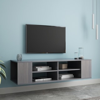 Oak Height Adjustable Shallow Floating TV Console Floating TV Stand ...