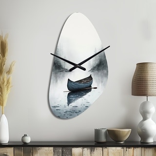 Canoe On The Lake I - Coastal Boat Large Wall Clocks - Traditional Wall ...
