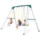 Hapfan 9.5' Heavy Duty Metal Swing Set Tall Swing Sets with Saucer Swing, 2 Belt Swings for ...