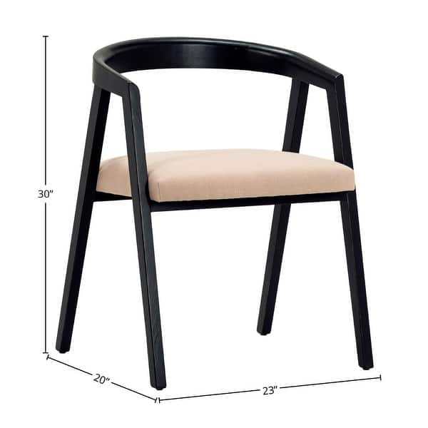 Mateo Black Oak Curved Back Dining Arm Chair with Upholstered Taupe ...