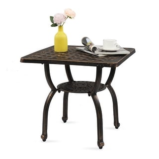 Cast Aluminum Outdoor Side Table Anti-Rust Outdoor Square End Table ...