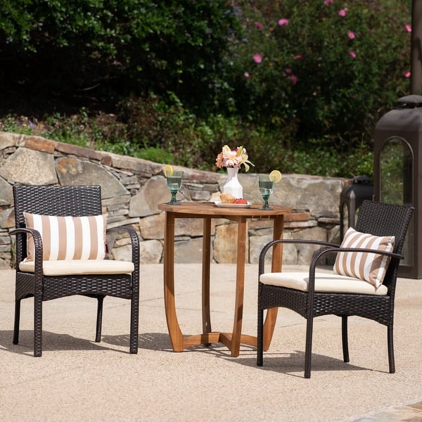 Lindy Outdoor 3 Piece Wicker Bistro Set by Christopher Knight Home ...