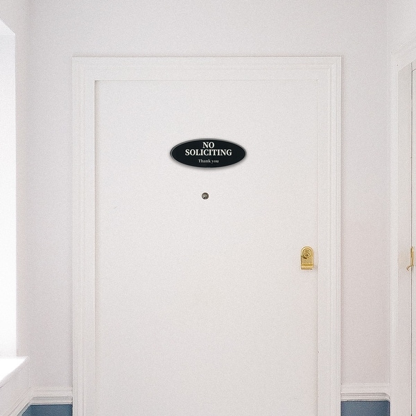 No Soliciting Sign Oval Self Adhesive Door Indoor Outdoor Sticker ...