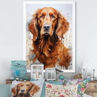 Designart "Dog Irish Setter Impressions " Animals Dog Framed Wall Art ...