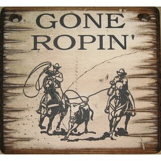 Cowboy Signs Wood Wall Hanging Western Gone Ropin White Brown - Bed ...