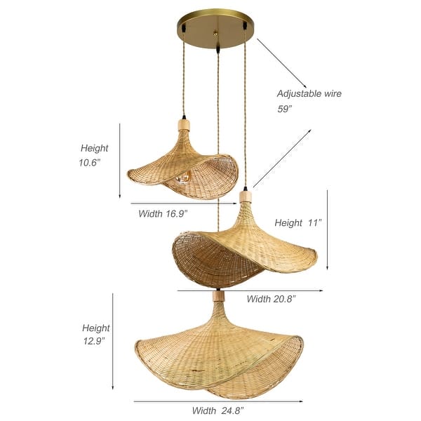 Three Lights Unique Rattan Pendant Light - On Sale - Overstock - 34442722