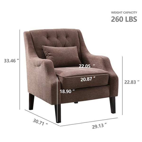 Linen High Back Single Sofa with Throw Pillows for Livingroom Modern ...