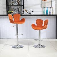 Orange Lounge Bar Stools Adjustable Height Dining Chair Swivel Stools ...