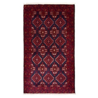 ECARPETGALLERY Hand-knotted Royal Baluch Navy Wool Rug - 3'8 x 5'10 ...