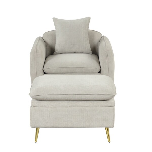 Deluxe Upholstered Accent Chair with Hidden Storage Ottoman for Living Room with Handy pockets 1 Pillow Velvet Bed Bath Beyond 37495141