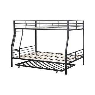 Bunk Bed with Sturdy Metal Frame, Wooden Slats and Center Supporting ...