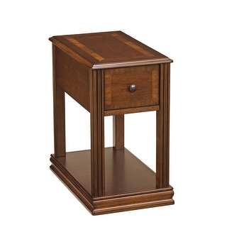 Chair Side End Table with 1 Drawer and Open Bottom Shelf, Brown - Bed ...