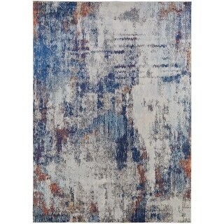 HomeRoots 8' X 10' Blue Grey Beige And Teal Oriental Power Loom Stain ...