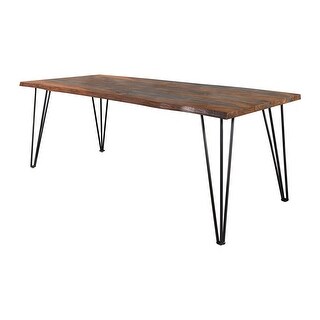 Moka 80 Inch Dining Table, Live Edge Brown Gray Sheesham Wood, Hairpin ...