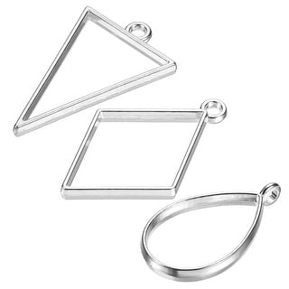 1Set/60Pcs Resin Pendants Frames 3 Shapes Alloy Hollow DIY Charms ...