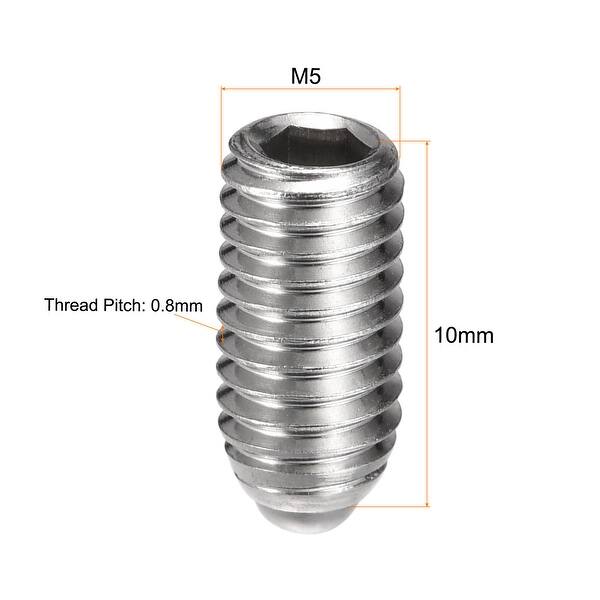 M6 x 25mm 304 Stainless Steel Spring Hex Socket Ball Point Set Screws 10pcs - Silver Tone - Bed ...