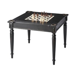 Transitional Square Wooden Multi-Game Card Table-Black Licorice Finish ...