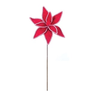 6 Piece Set Candy Cane Poinsettia Artificial Christmas Stems 25" - Bed ...